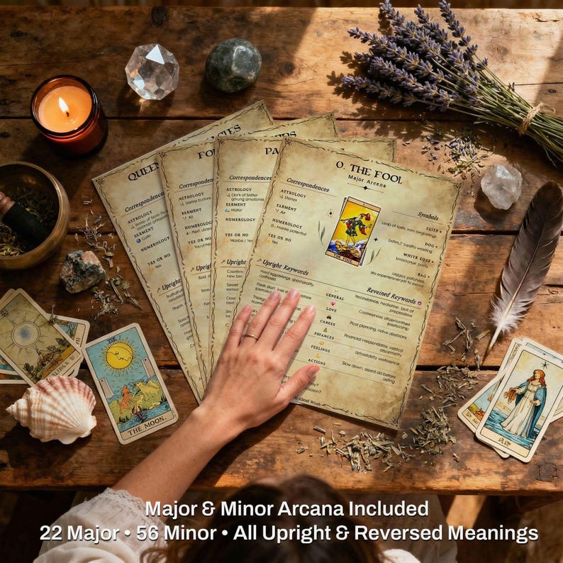 78 Tarot Card Meanings Study Guide Printable | Tarot Cheat Sheet ...
