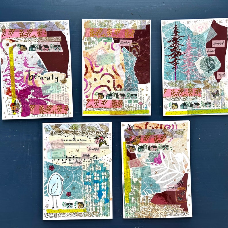 Handmade Greeting Cards Collage Cards Sunshine Cards With Envelopes ...