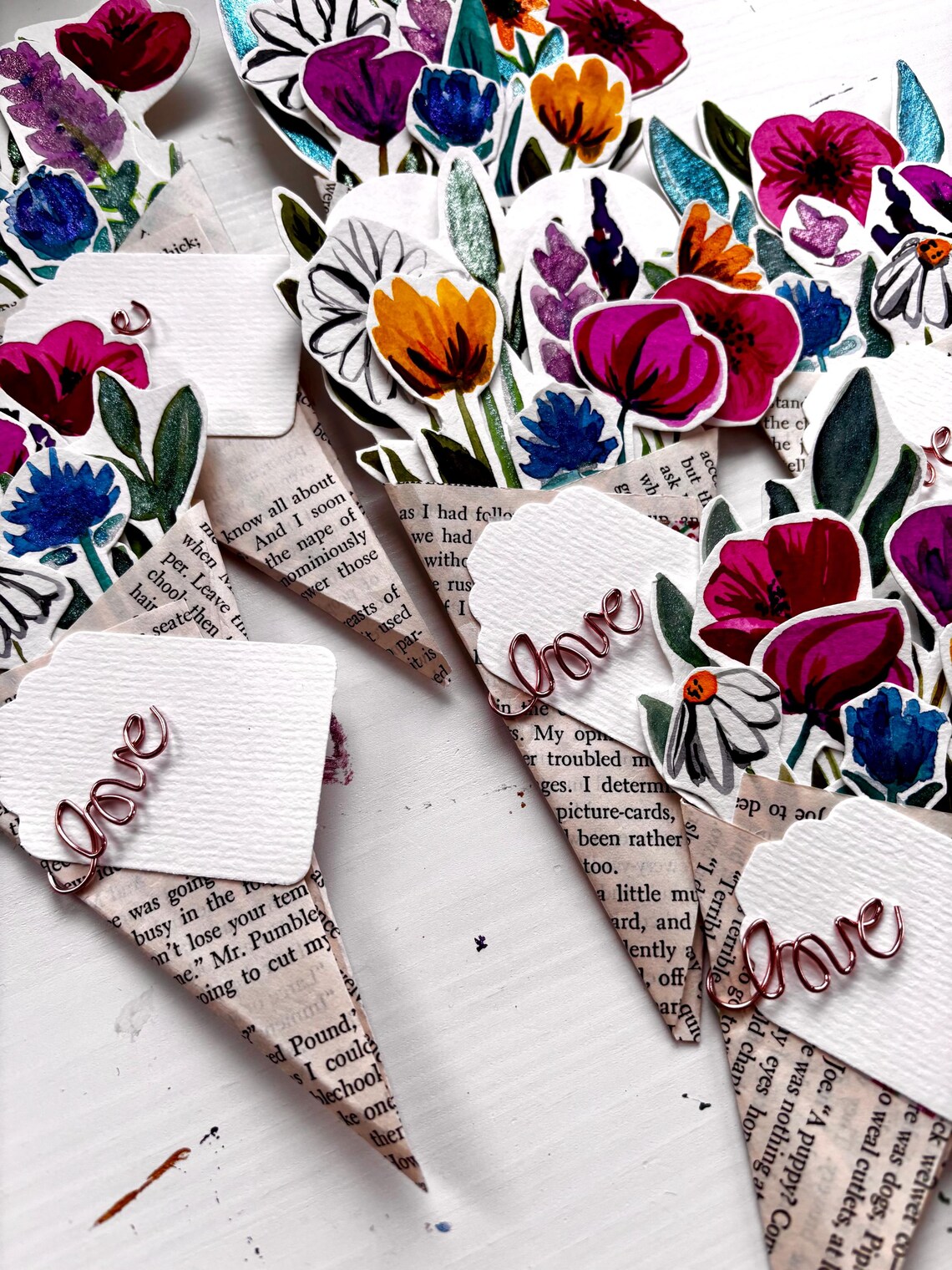 Paper Flowers Card Paper Flower Arrangement Valentines Day Card Flower ...