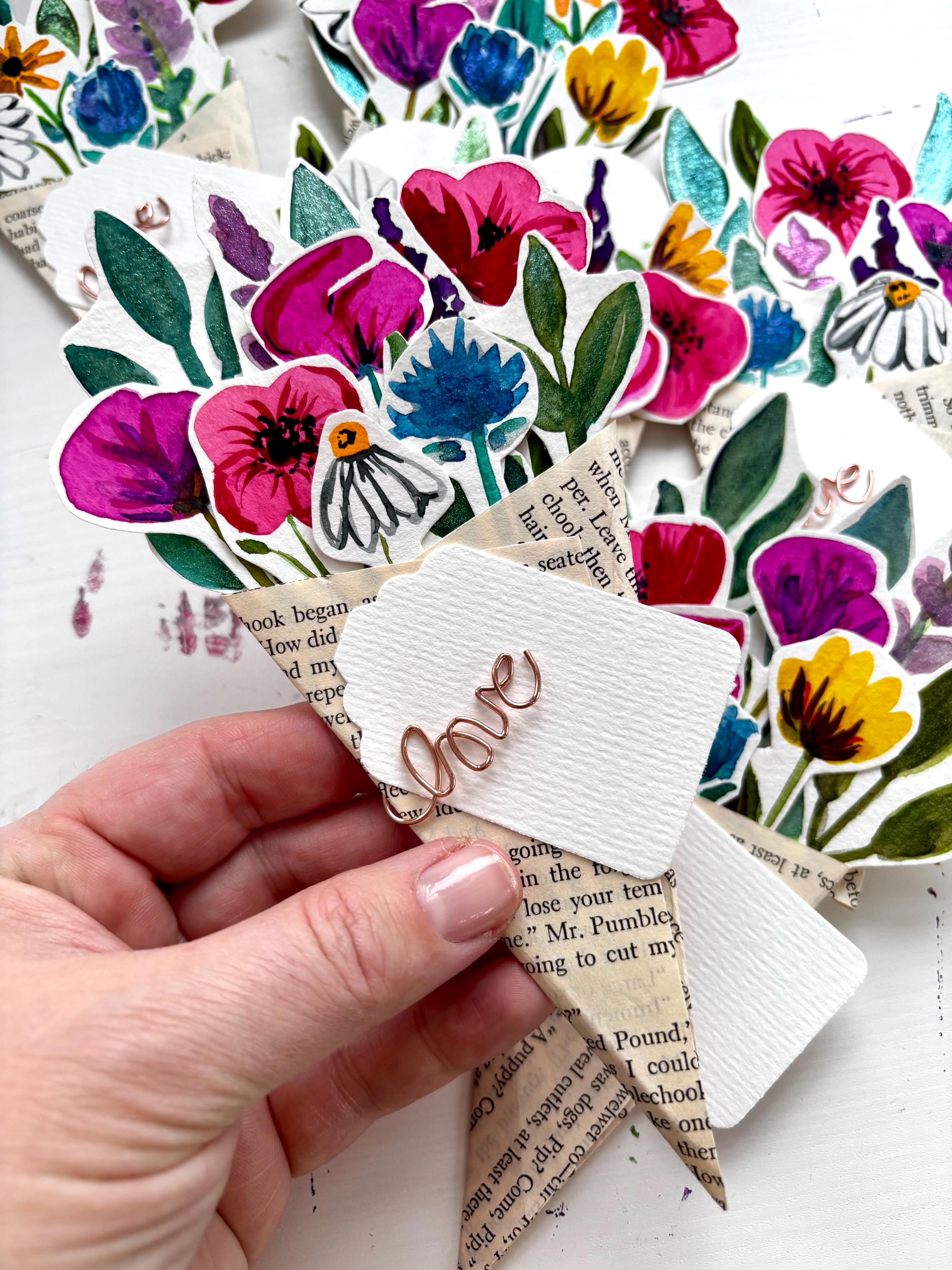 Paper Flowers Card Paper Flower Arrangement Valentines Day Card Flower ...