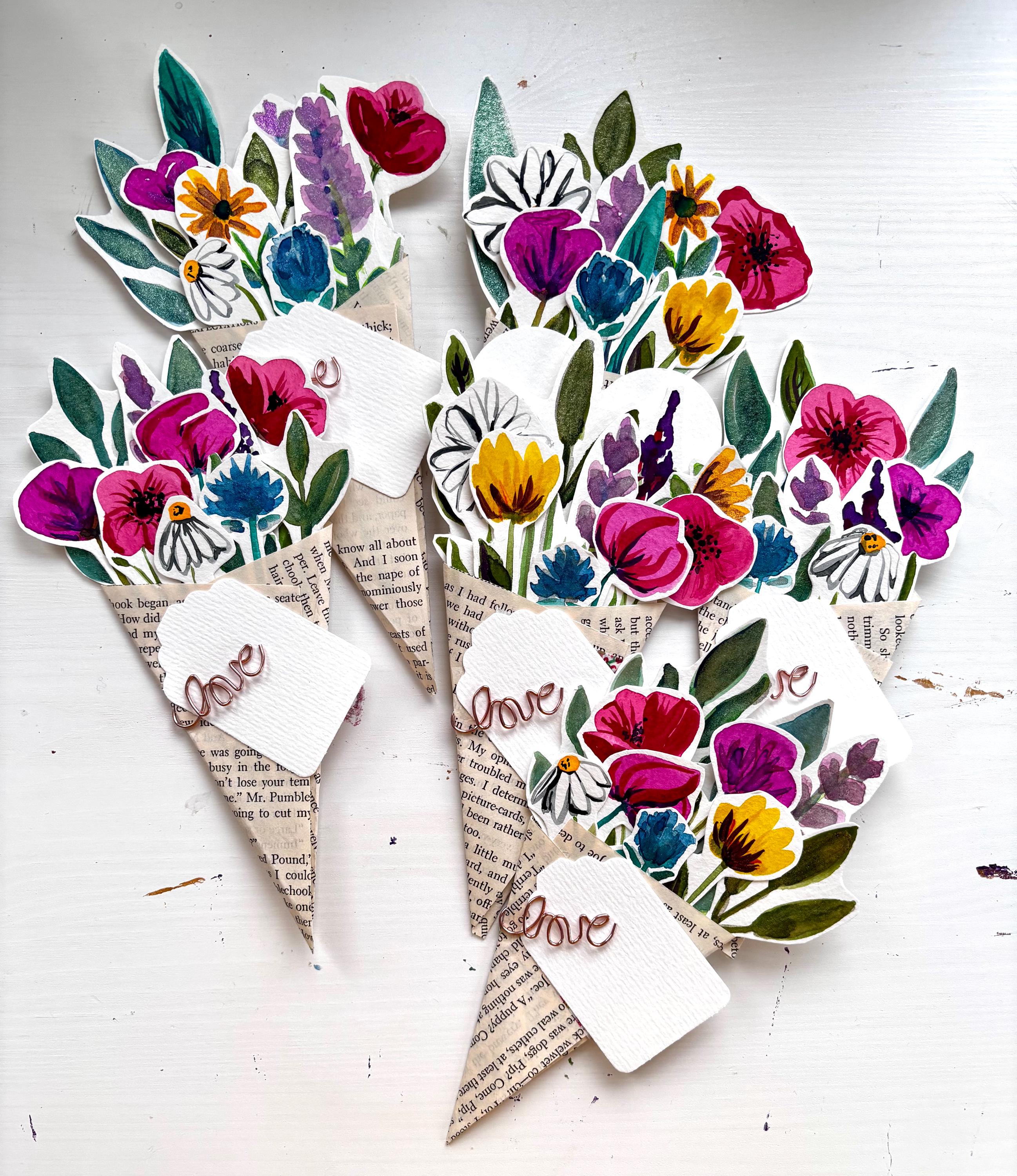 Paper Flowers Card Paper Flower Arrangement Valentines Day Card Flower ...