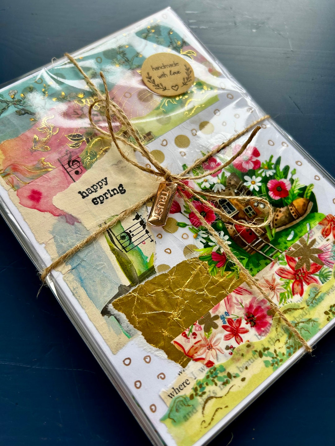 Handmade Greeting Cards Collage Cards Happy Spring Cards With Envelopes ...