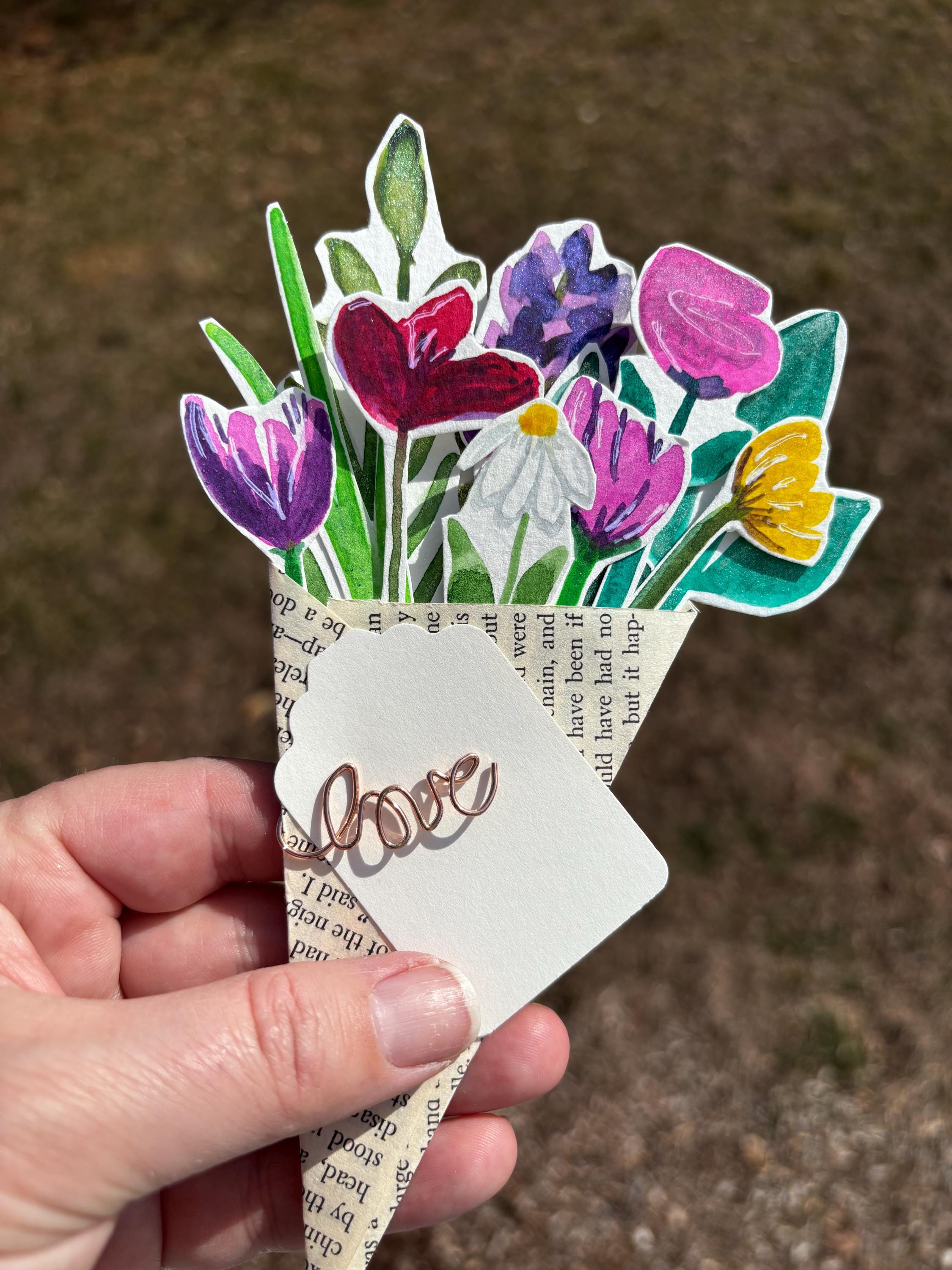 Paper Flowers Card | Paper Flower Arrangement | Valentine’s Day Card ...