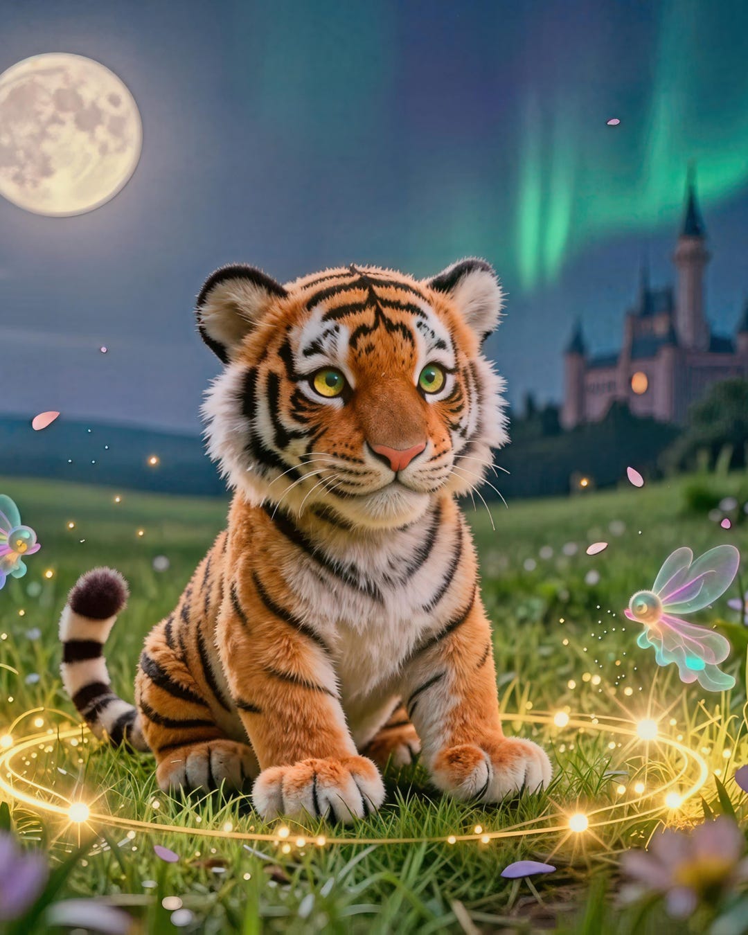 Aurelin • Plush Tiger Cub Aurora Guardian | Fantasy Castle Nursery Art ...