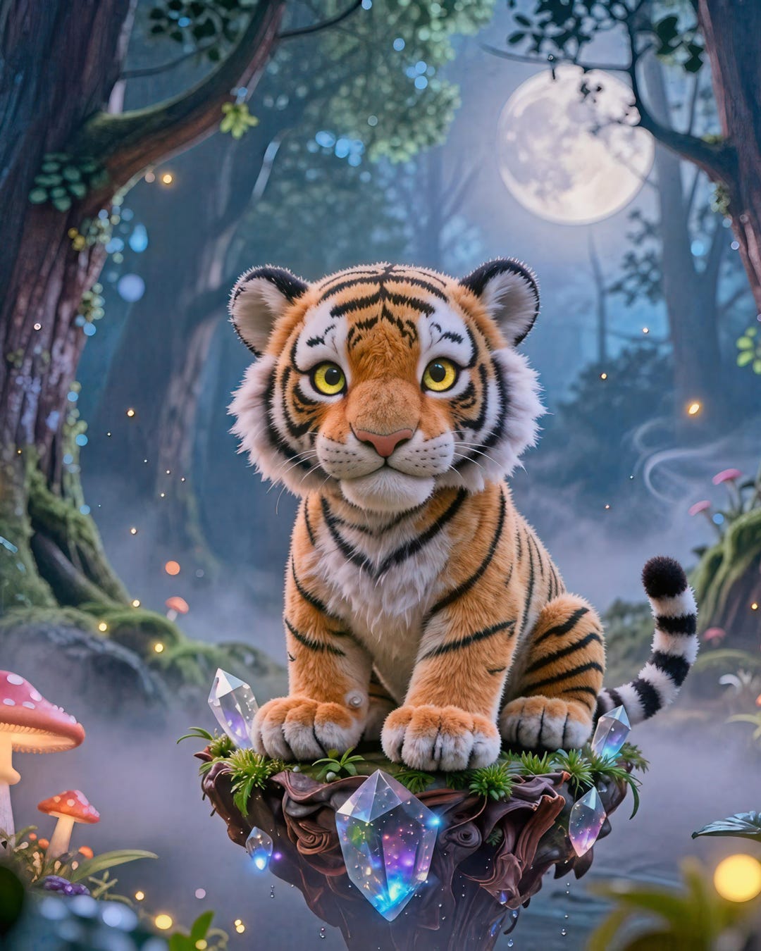 Soryn • Plush Tiger Cub Forest Guardian | Fantasy Crystal Nursery Art ...