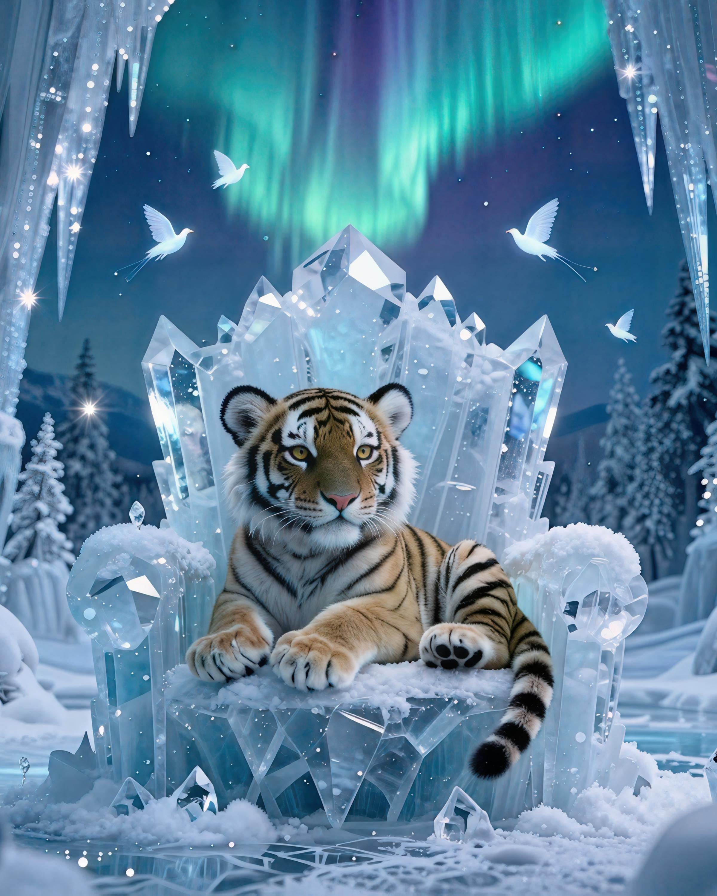 Aurenyx • Plush Tiger Cub Ice Guardian | Aurora Throne Fantasy Nursery ...