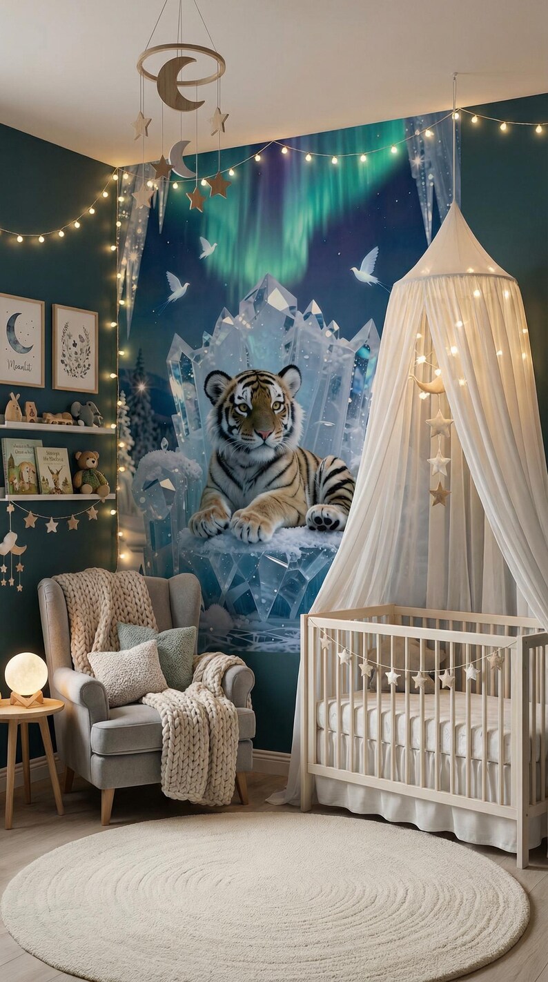 Aurenyx • Plush Tiger Cub Ice Guardian | Aurora Throne Fantasy Nursery ...