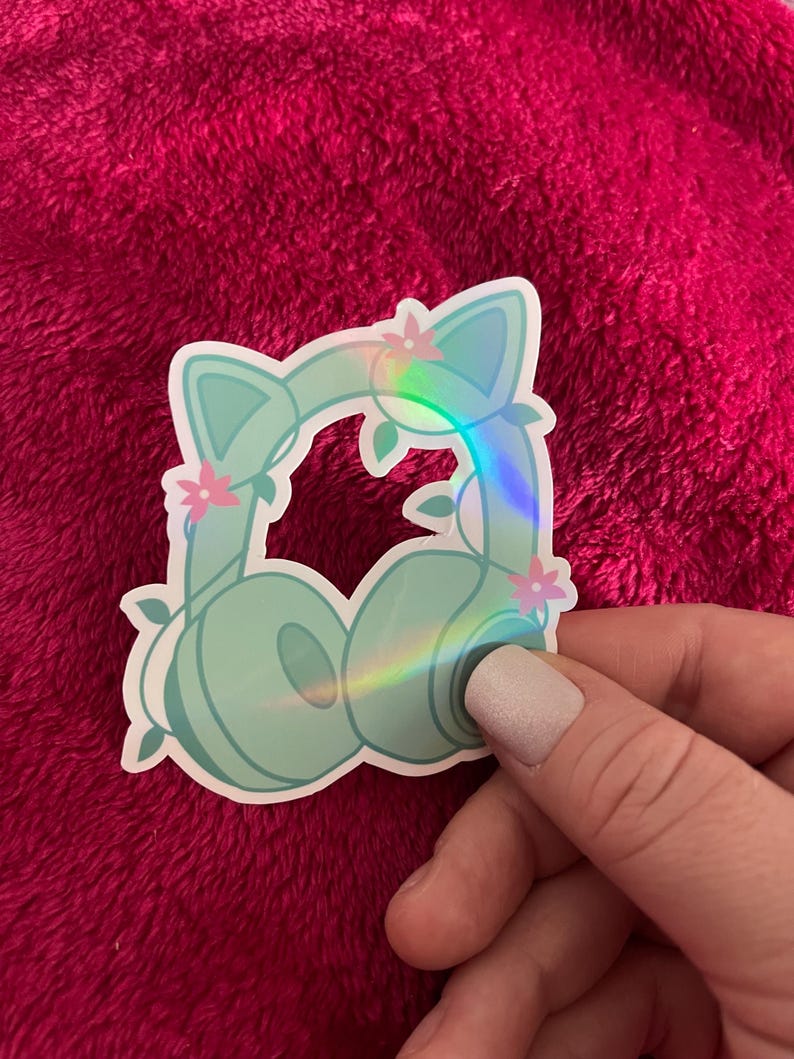 Girl Gamer Cat Ears Headset Sticker Plant Lover - Etsy