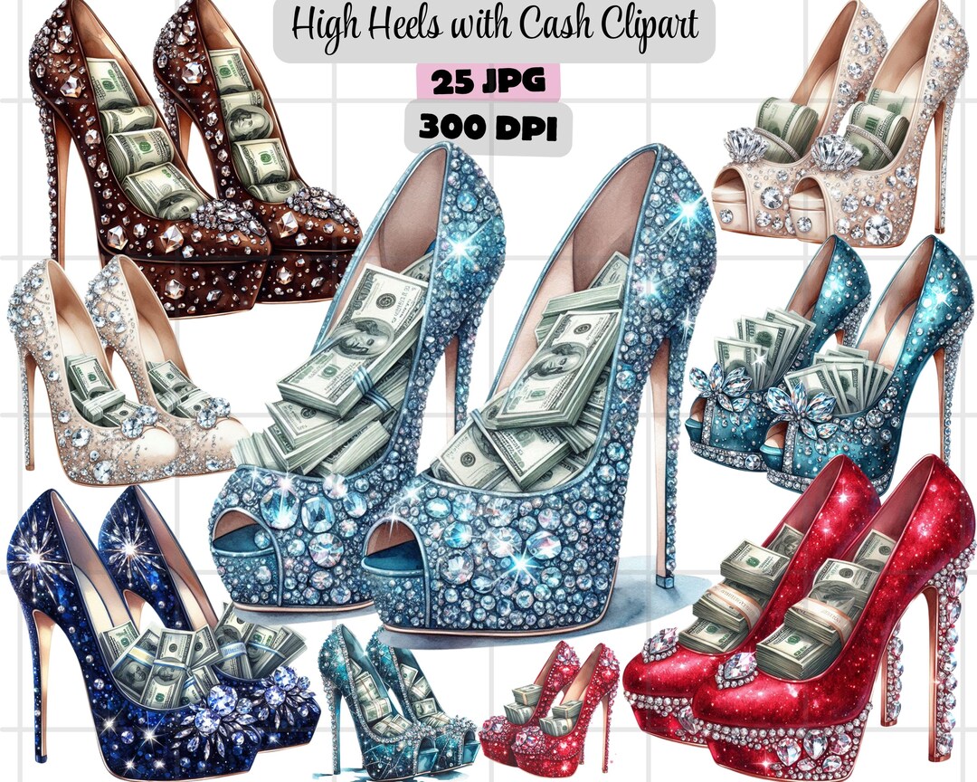 High Heels Clipart, Cash Clip Art, High Heels With Cash Clipart, Luxury ...