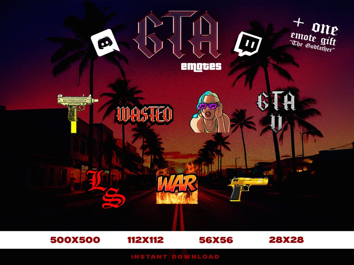 GTA Emote Bundle | Twitch/ Discord | Streaming Asset | 4 Static and 4 ...