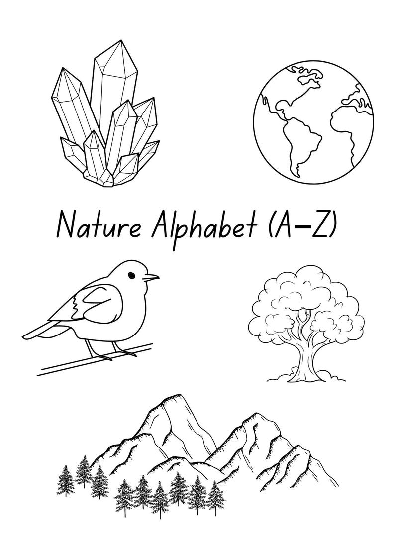 Nature Alphabet Coloring Pages | A-Z Letter Tracing (printable PDF) - Etsy