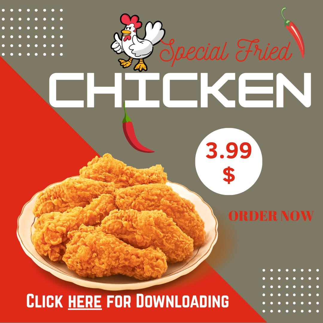 Fried Chicken Digital Template | Editable Food Social Media Post ...