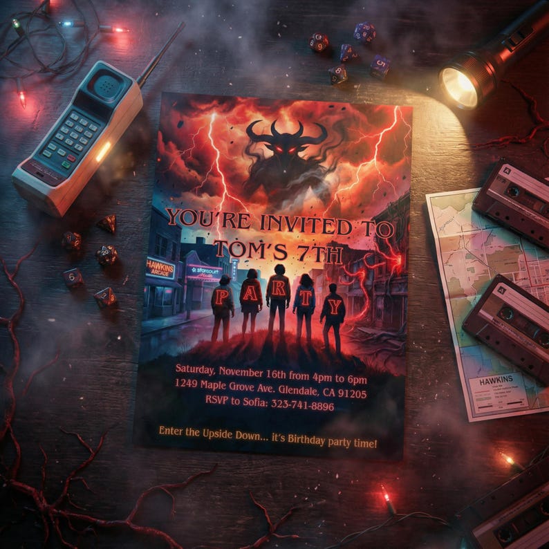 Stranger Things Animated Birthday Invitation, Editable Canva Upside ...