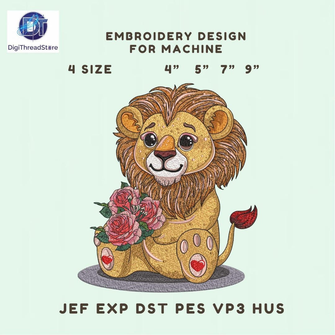 Cute Lion Embroidery Design | Baby Lion Machine Embroidery | Animal ...