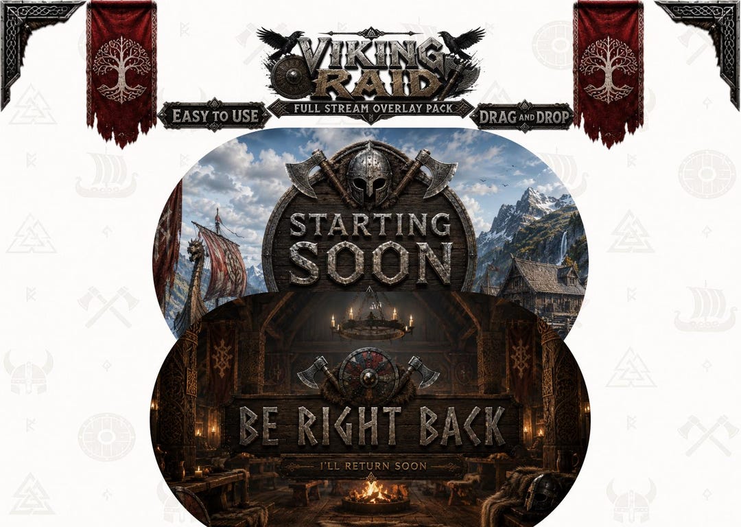 Viking Twitch Stream Overlay Pack Animated | Norse Mythology Stream ...
