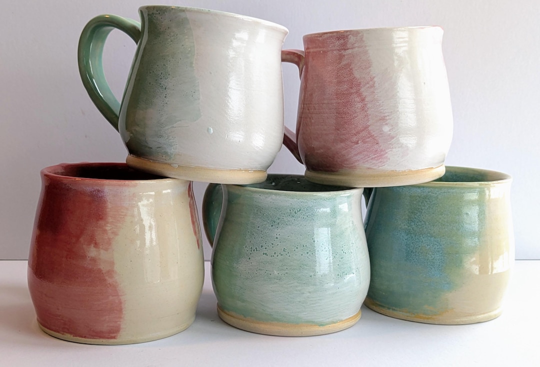Handmade Two-tone Stoneware Mug: 10oz Wheel-thrown Pottery - Etsy