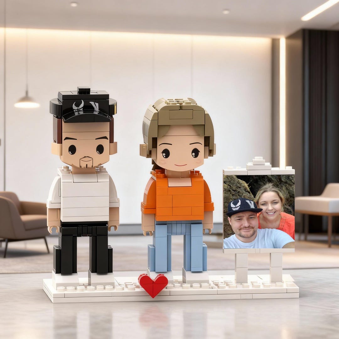 Custom Couple Brick Figures With Photo Frame – Personalized Mini ...