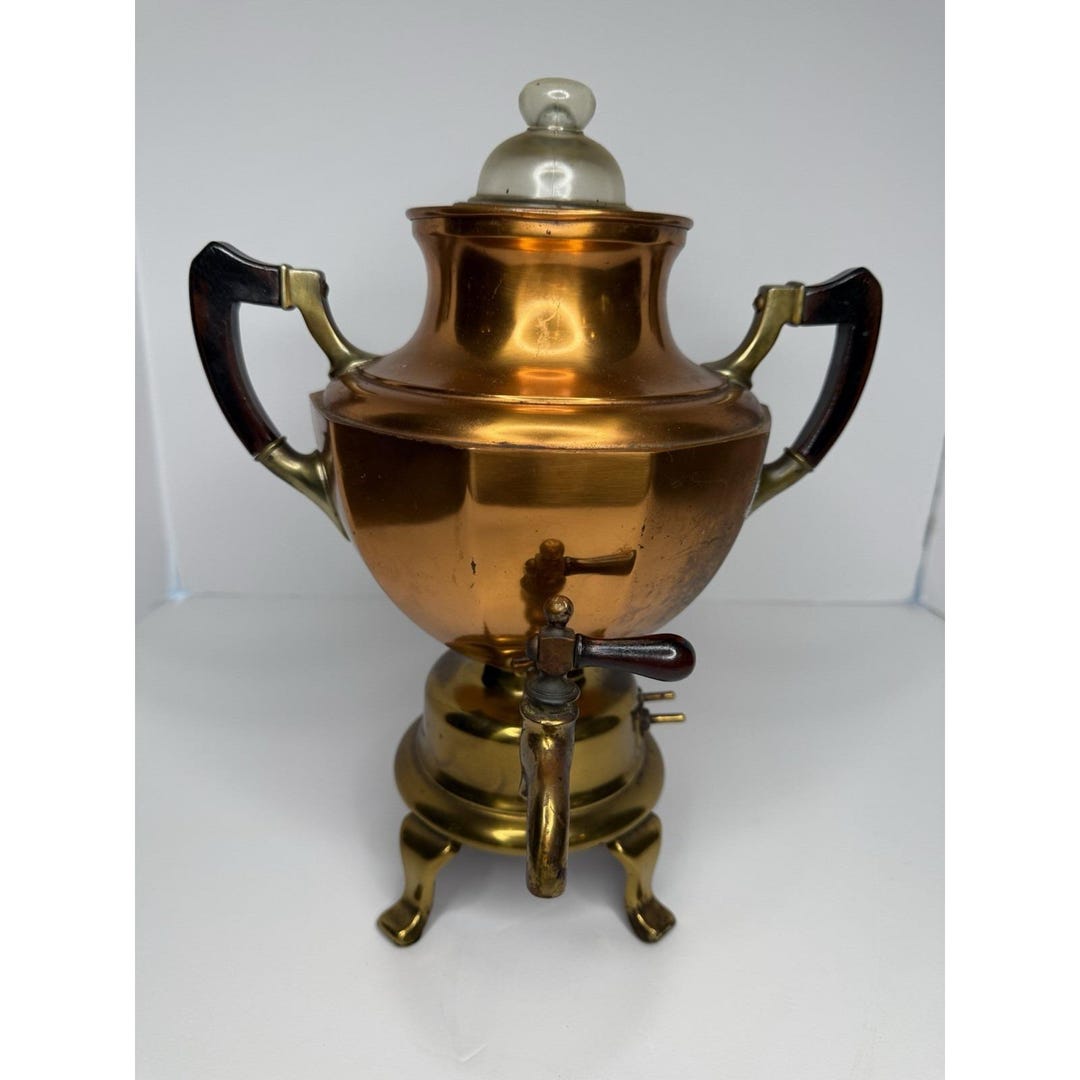 Antique Vintage MANNING BOWMAN Copper Brass Electric Coffee Percolator ...