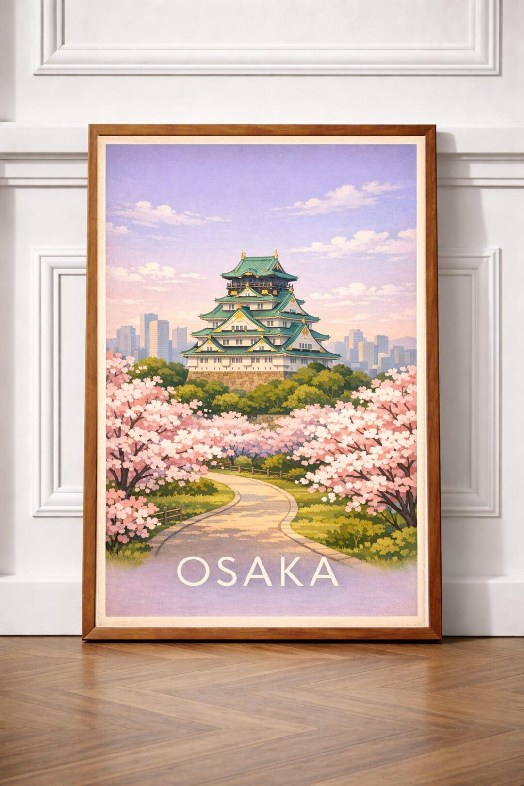 Osaka Castle Art Print | Cherry Blossom Serenity | Printable Digital ...