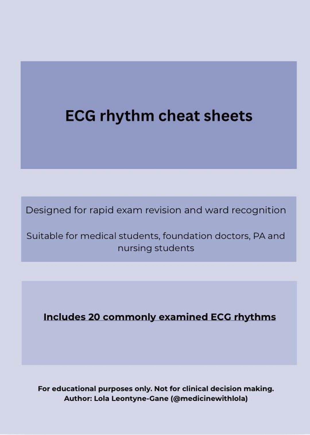 ECG Cheat Sheet PDF | Quick ECG Interpretation | Study Aid - Etsy Canada