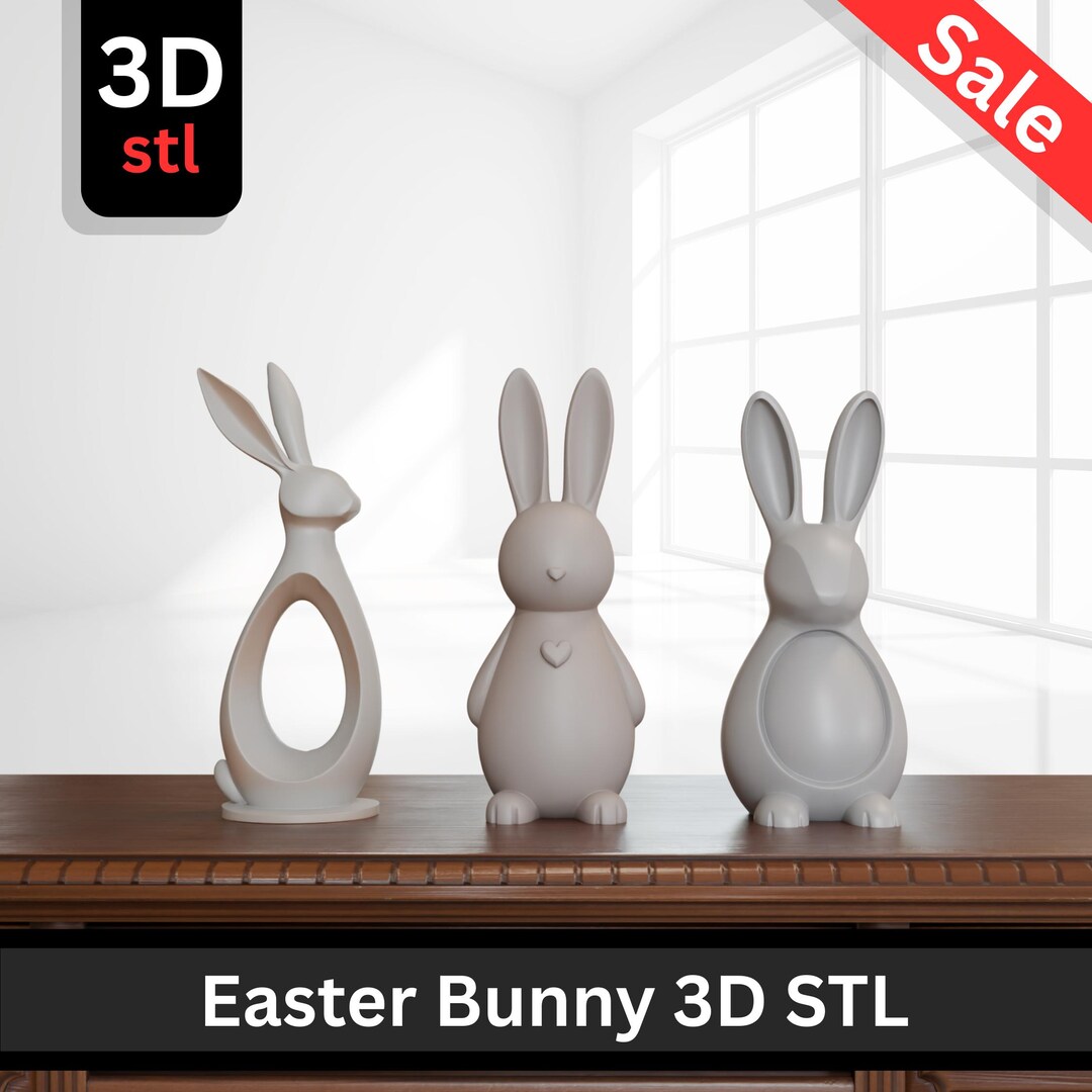 Minimalist Bunny Rabbit STL Set | Easter Bunny Decor | 3D Printable ...