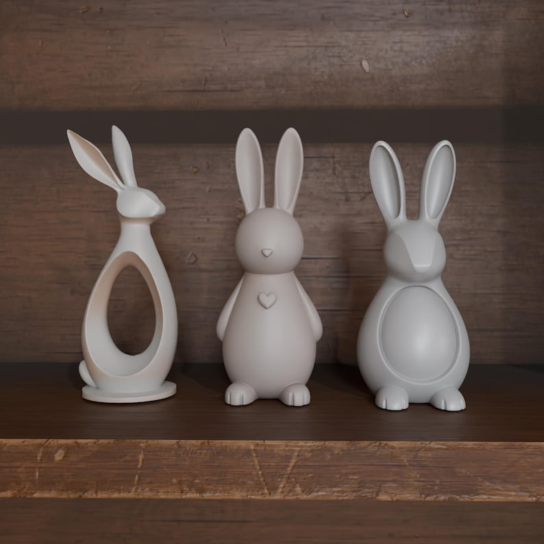 Minimalist Bunny Rabbit STL Set | Easter Bunny Decor | 3D Printable ...