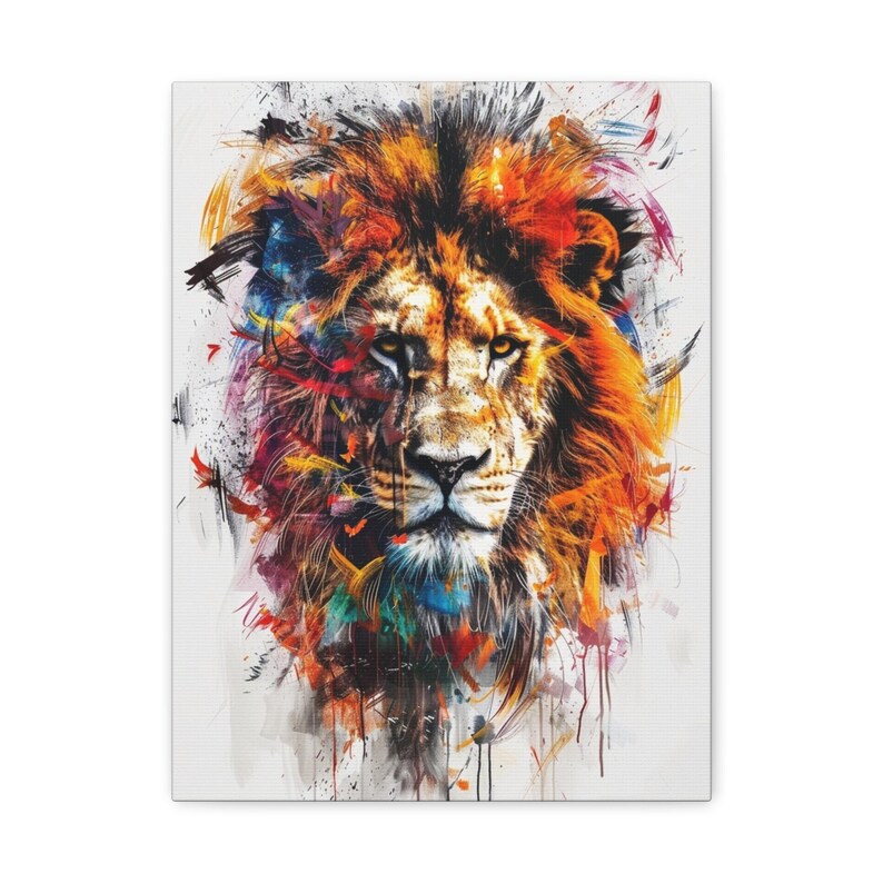 Retrato colorido de leão em tela fosca abstrata, Rei da Selva - Etsy ...