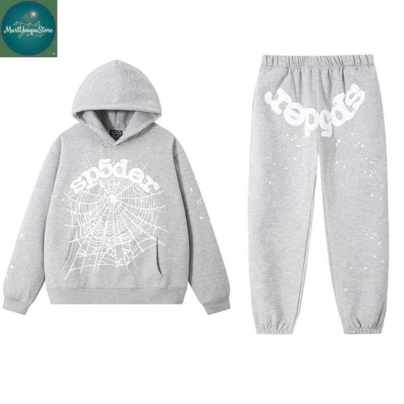 Black Sp5der Web Hoodie Set | Graphic Hoodie & Joggers Tracksuit ...