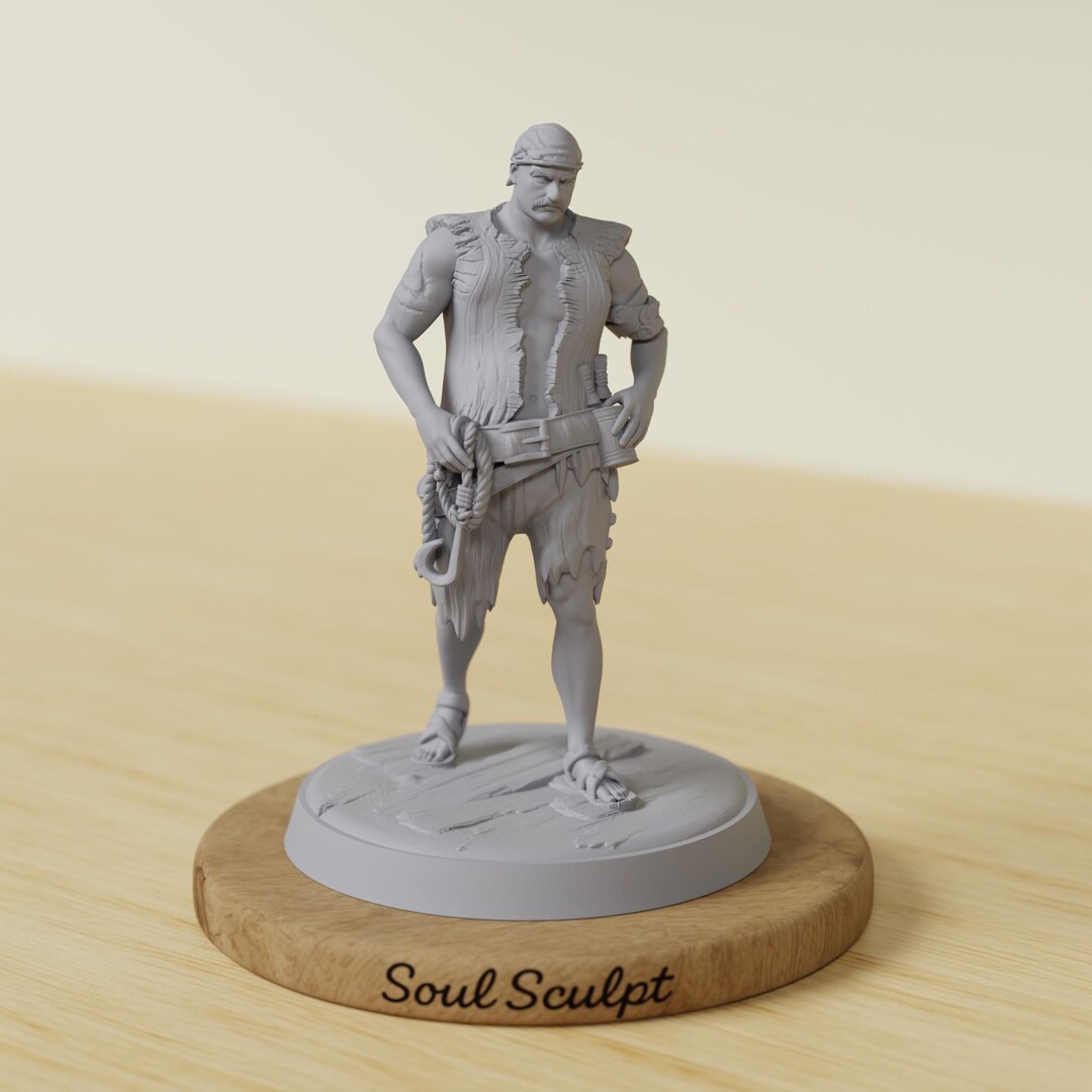 Deckhand Miniature | Pirate Sailor | 28mm 32mm 38mm | Tabletop RPG ...