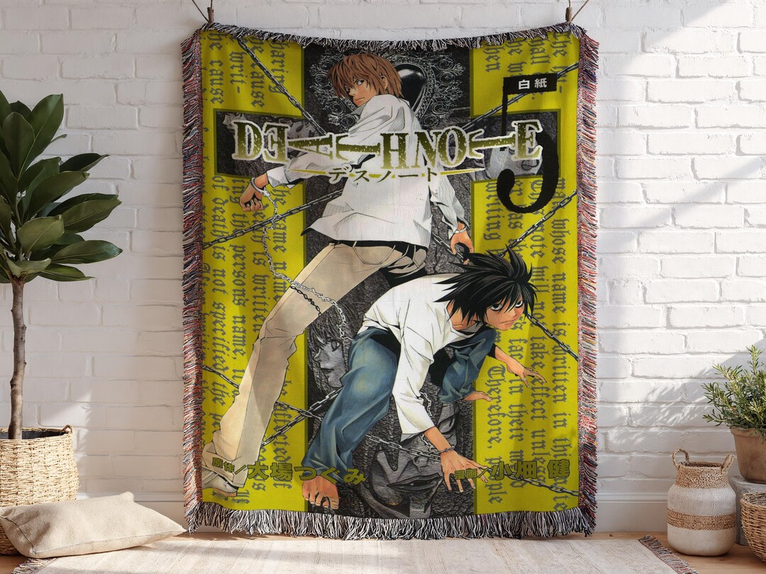 Death Note Woven Blanket, Light & L Anime Decor, Thriller Anime Gift ...