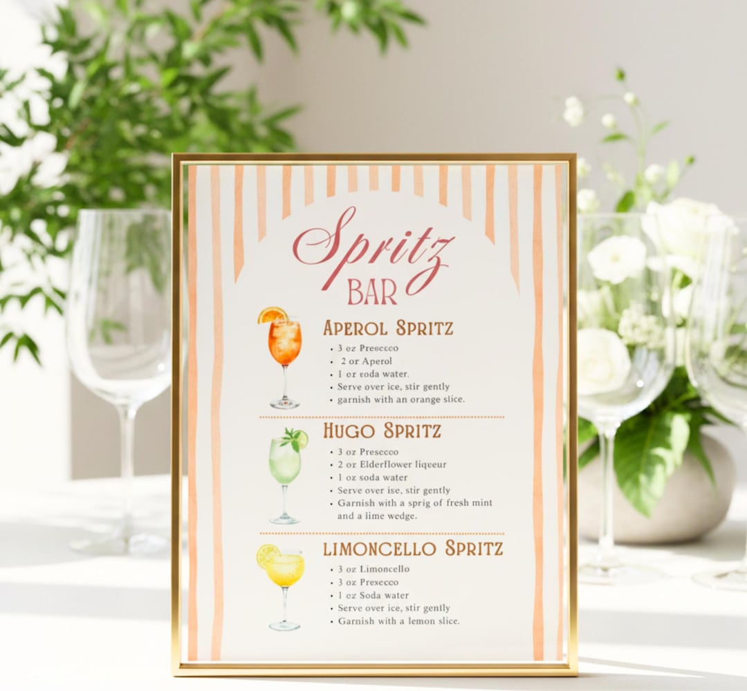 Spritz Bar Sign | Aperol Spritz Menu, Stripes Decor (canva Editable ...