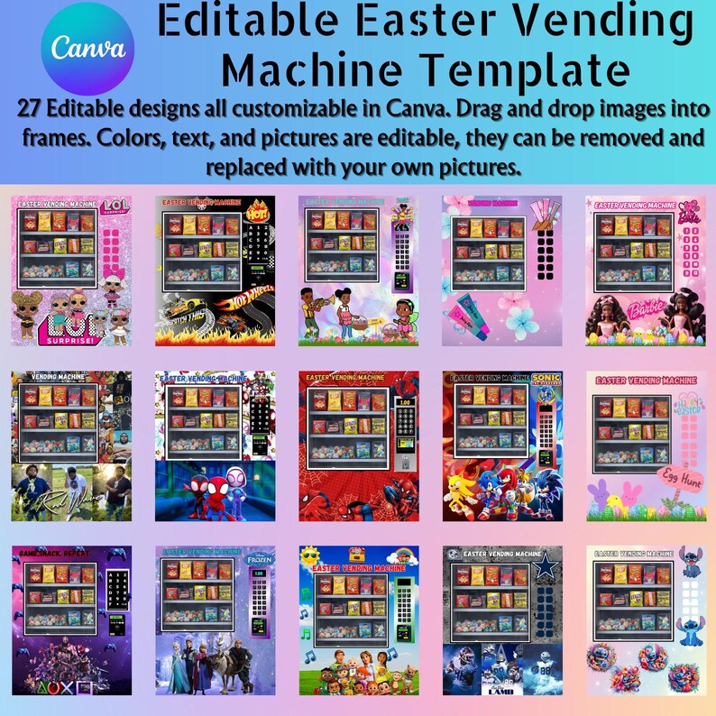 Editable Easter Vending Machine Template, DIY Printable Canva Designs ...