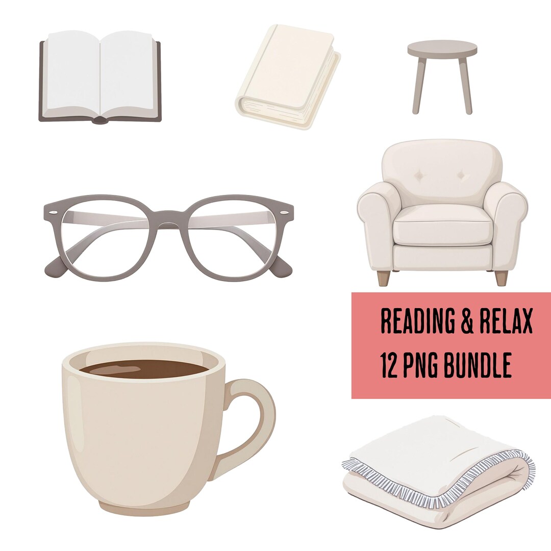 Reading & Relax PNG Clipart | Cozy Reading Objects Flat Design ...