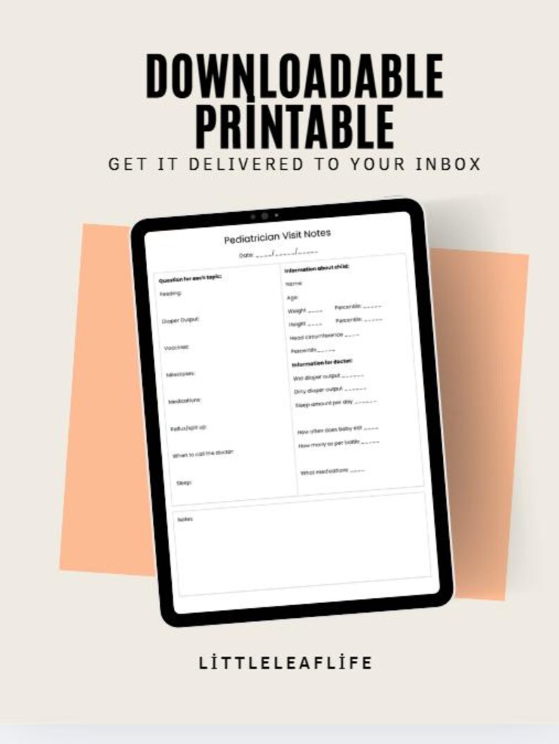 Pediatrician Visit Notes Printable for Parents | Baby Doctor ...