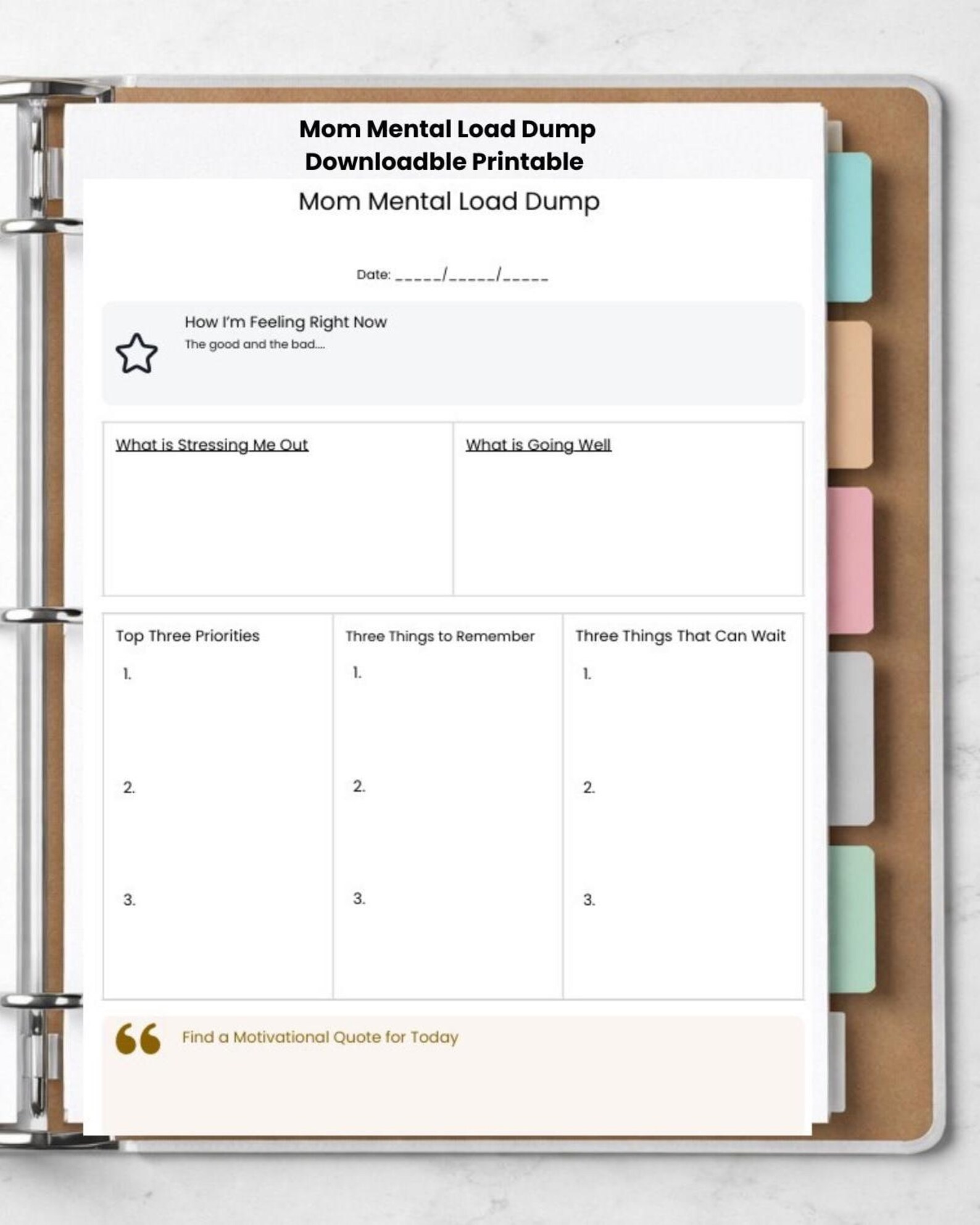 Mom Mental Load Dump Printable | Brain Dump Sheet for Moms ...