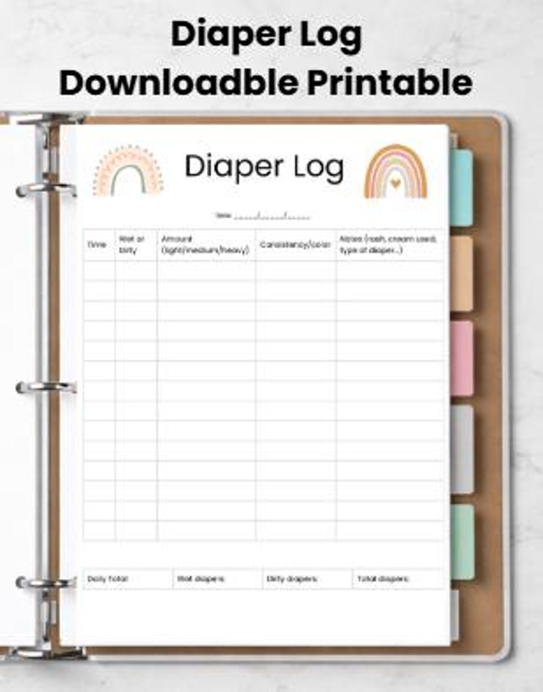 Diaper Log Printable | Baby Diaper Tracker | Newborn Nappy Chart ...