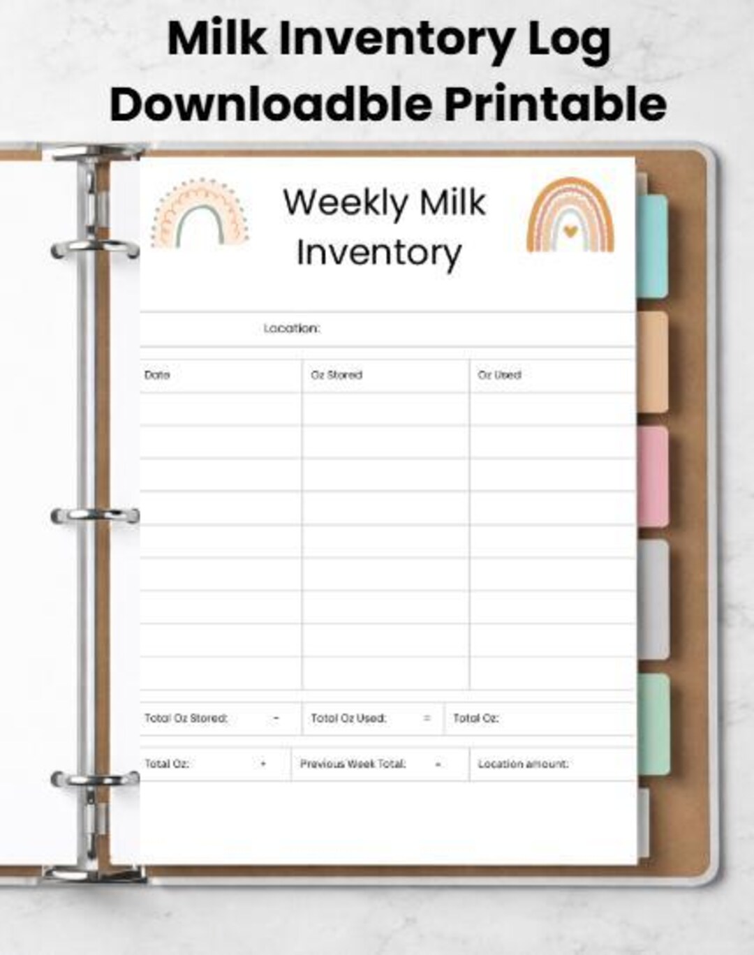 Breast Milk Storage Inventory Printable | Milk Freezer Tracker ...