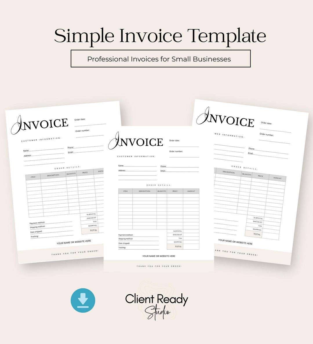 Simple Invoice Template | Editable Canva Invoice for Small Businesses ...