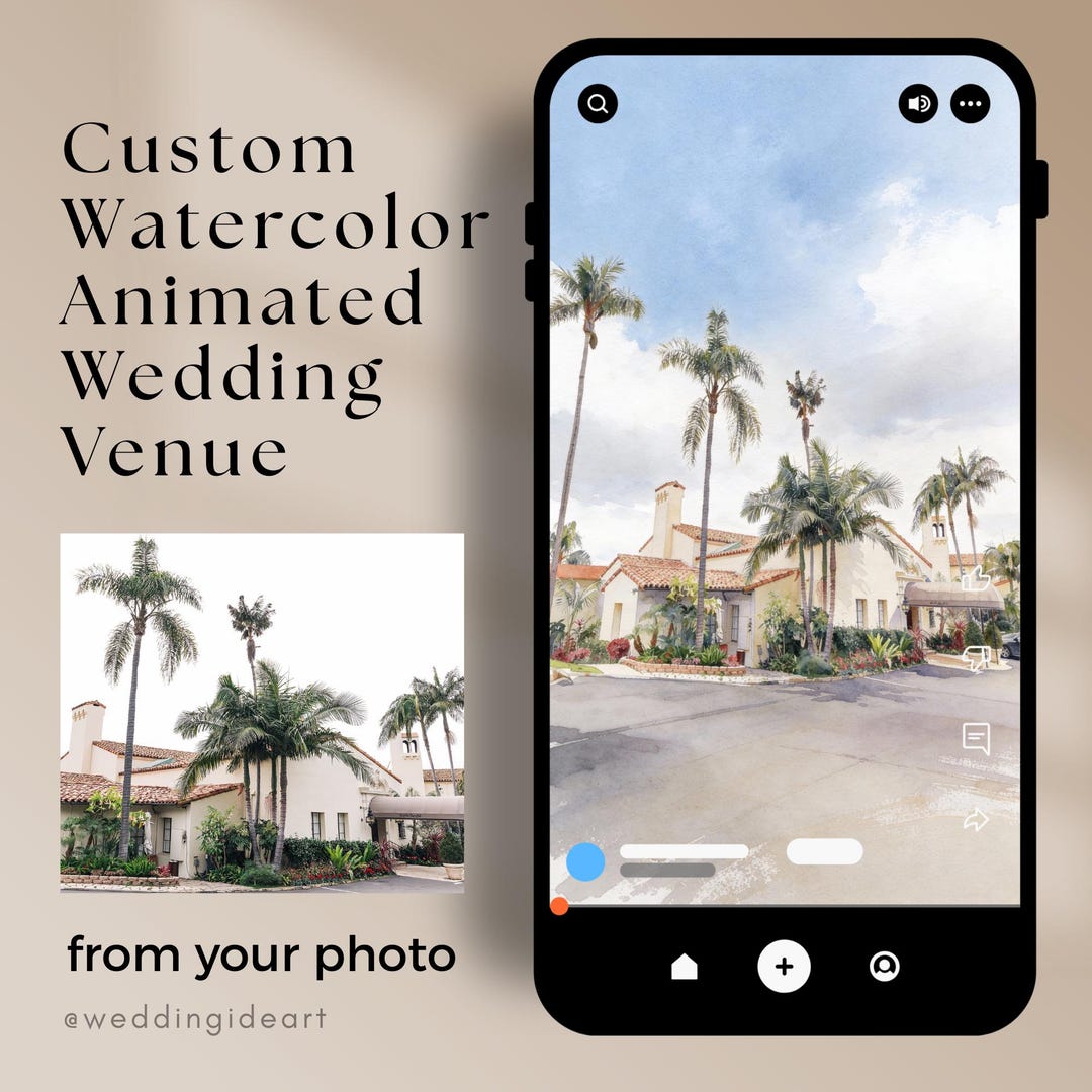 Custom Animated Wedding Venue Watercolor Video Digital Illustration for ...