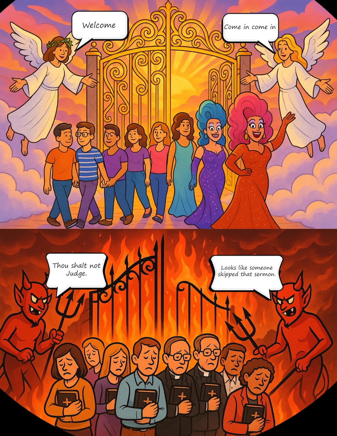 Pride Heaven and Hell Illustration PNG LGBTQ Art Digital Download - Etsy