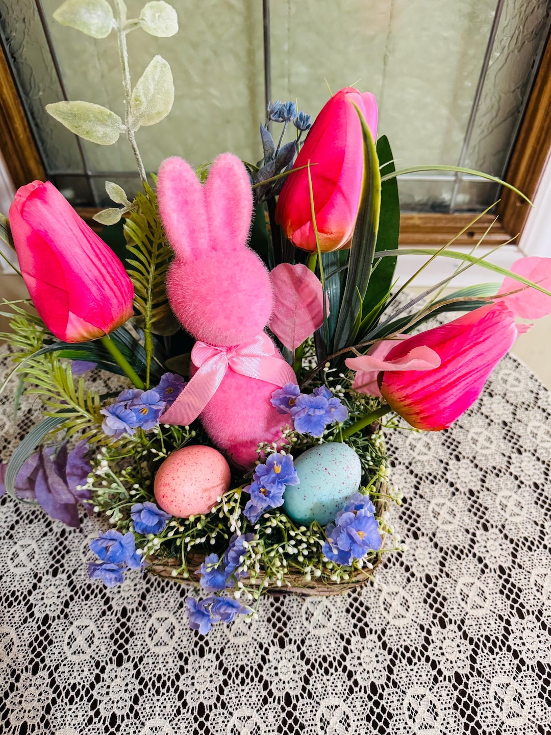 Easter Rabbit Table Centerpiece, Whimsical Easter Table Arrangement ...