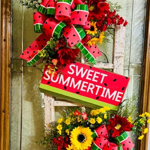 Farmhouse Watermelon Wreath: Rustic Window Frame Decor With Sunflowers ...