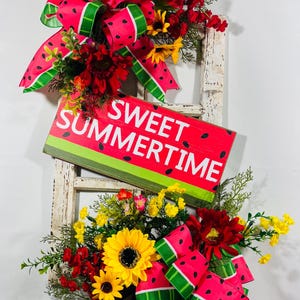 Farmhouse Watermelon Wreath: Rustic Window Frame Decor With Sunflowers ...