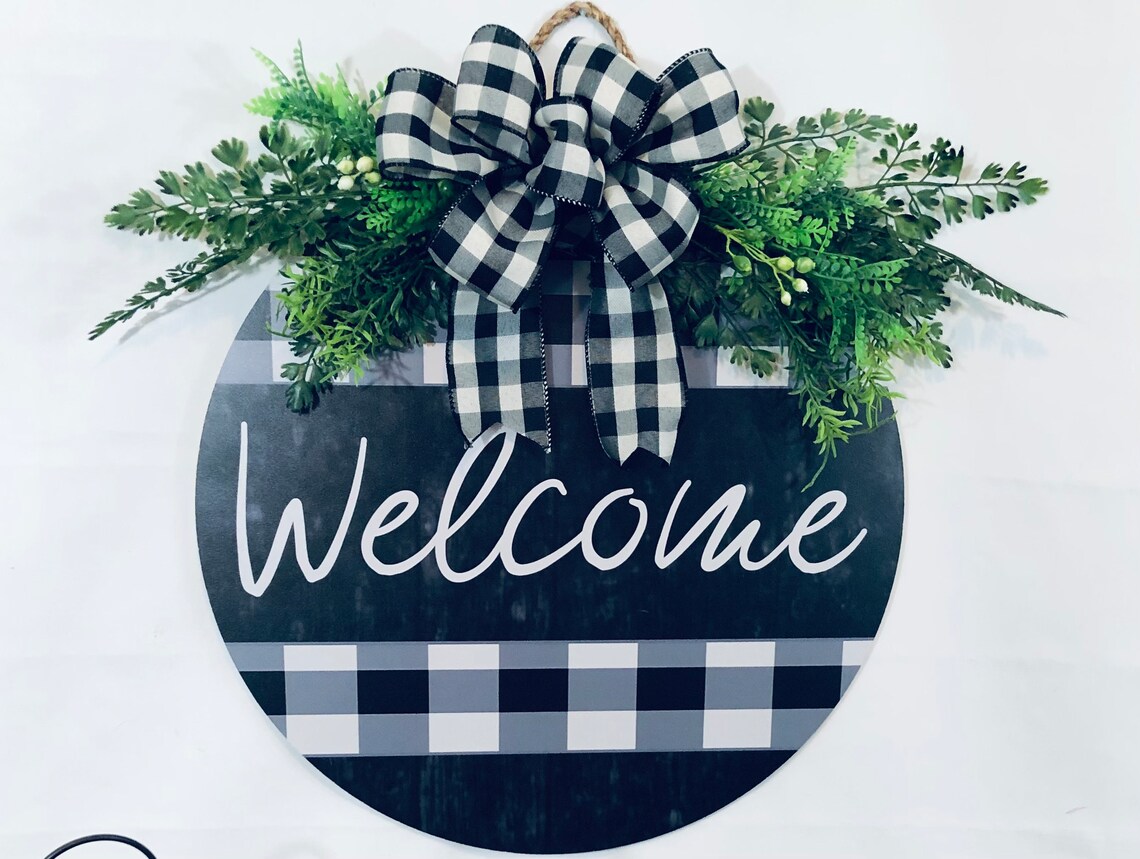 Door Hanger for Front Door Front Door Welcome Sign Black and - Etsy