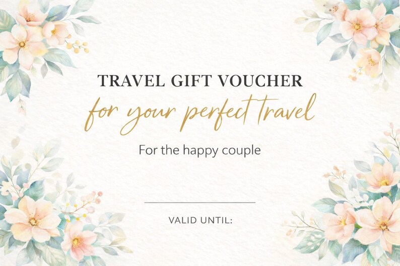 Travel Gift Voucher Template Printable Anniversary & Wedding Travel ...