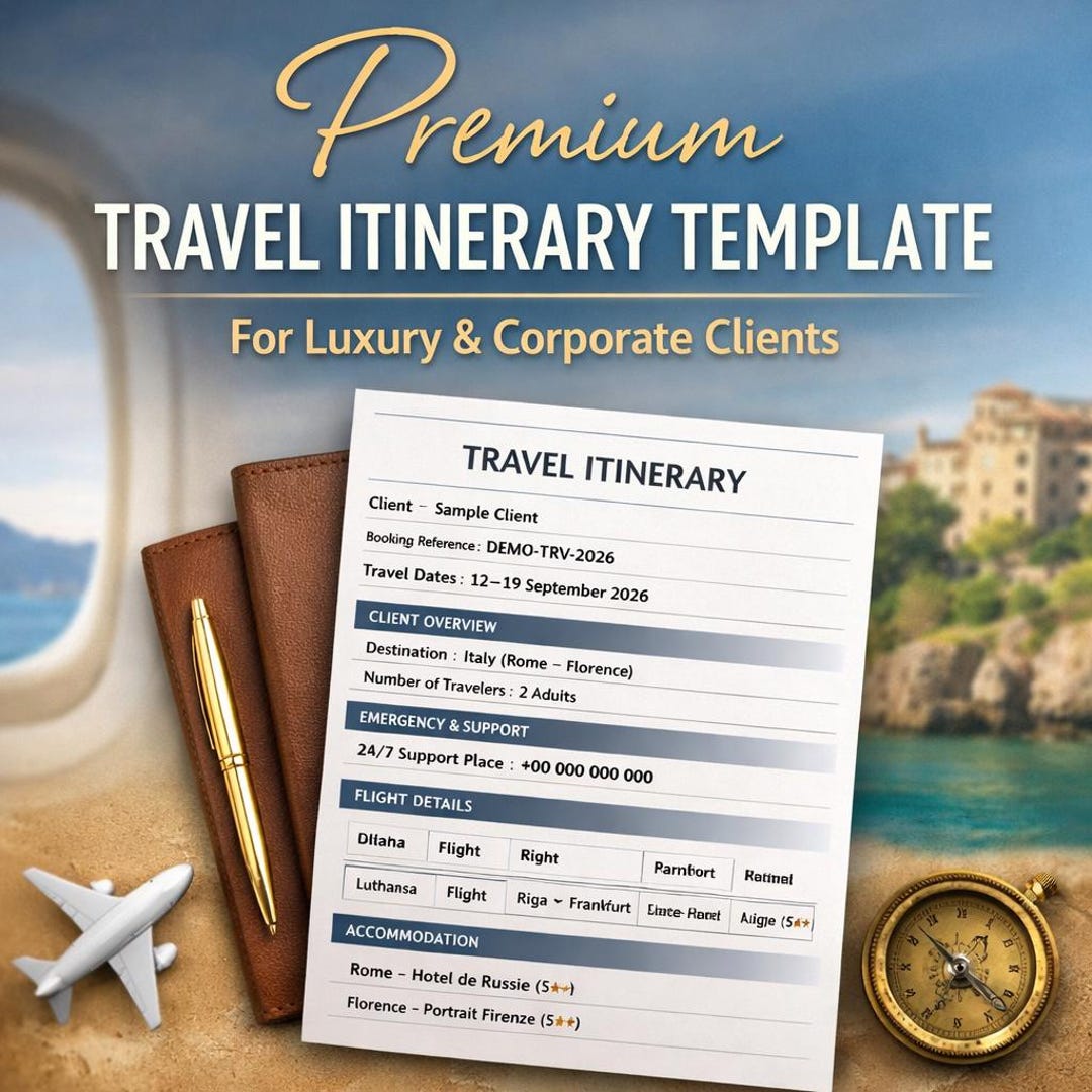 Luxury Travel Itinerary Template: Corporate & VIP Clients (DOCX + PDF ...