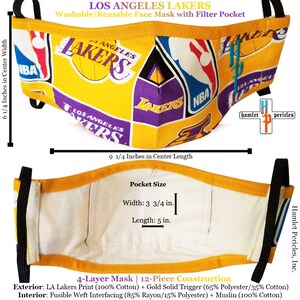 Los Angeles Lakers Unisex Face Masks W/ Filter Pocket | LA Lakers ...