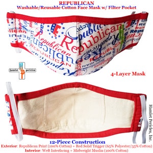 Republican Face Mask | Conservative Face Mask | Republican Party | 4 ...