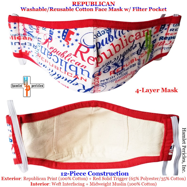 Republican Face Mask | Conservative Face Mask | Republican Party | 4 ...
