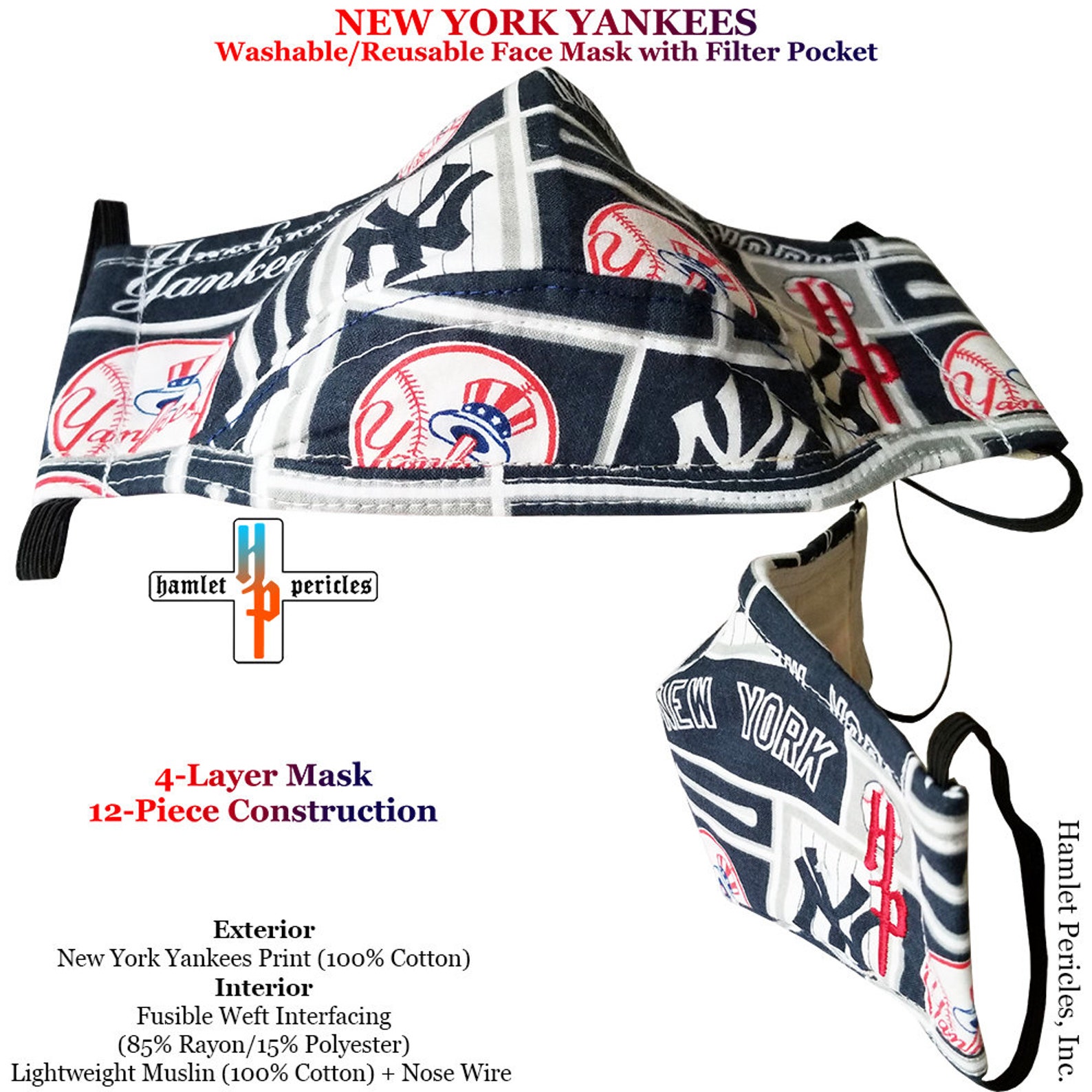 New York Yankees Face Masks W/ Interior Filter Pocket | Yankees Mask ...